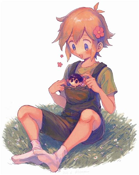 Safebooru 2boys Basil Omori Black Hair Blonde Hair Blue Eyes Chibi