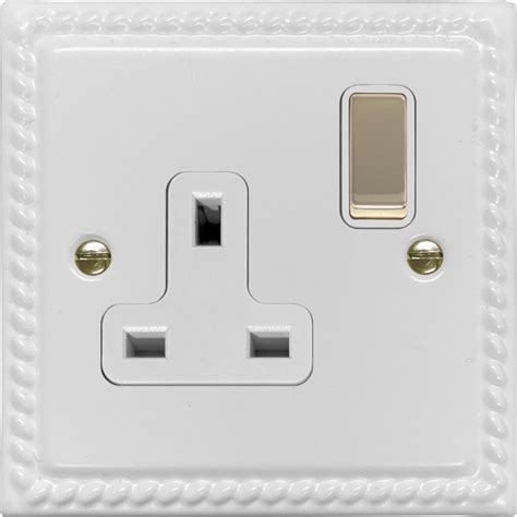 Gandh Mw209 Pb Georgian White Single Socket White Insertpolished Brass