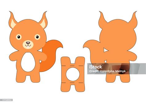 귀여운 다이 컷 다람쥐 초콜릿 계란 홀더 템플릿 부활절 달걀소매 종이 상자 인쇄 가능한 색상 구성표입니다 레이저 절단 벡터