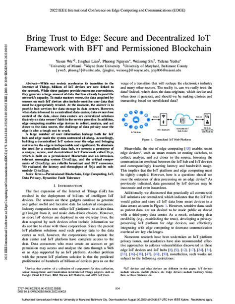 pdf decentralized trust in iot with bft blockchain