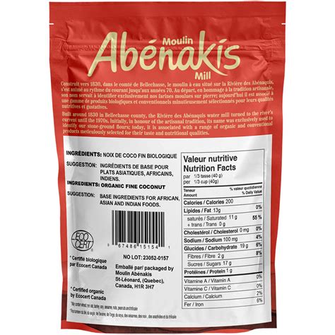 Noix De Coco Fine 100 Biologique Moulin Abénakis
