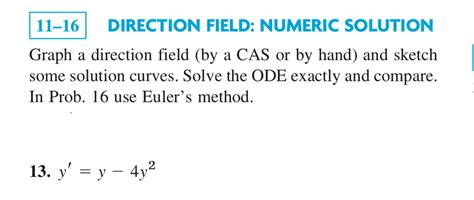 Solved Direction Field Numeric Solutiongraph A Direction