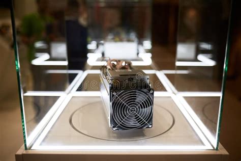 Cryptocurrency Mining Equipment Asic Application Specific Integrated Circuit On Farm Stand