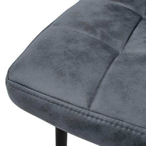 Dining Chair Set Of 4 Anthracite Faux Leather Upholstery With Metal