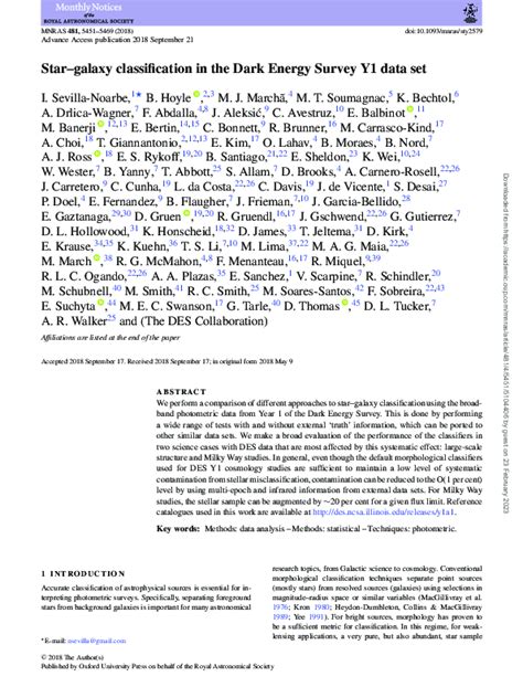 Pdf Star Galaxy Classification In The Dark Energy Survey Y1 Dataset