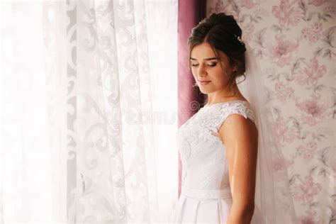 Morning Of Young Bride Portrait Of Beautiful Girl Stock Image Image Of Dress Decoration