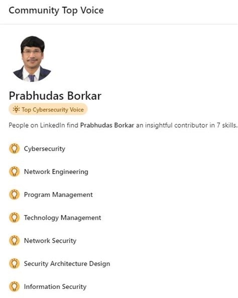 Prabhudas Borkar On Linkedin Topvoice Community Networksecurity