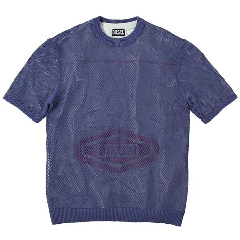 【楽天市場】 Diesel ディーゼル メンズ メッシュニットレイヤード クルーネック 半袖tシャツ カットソー【k Rapids】【サイズm】【ネイビー×アイスグリーン】die M T F4