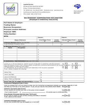 Fillable Online WA WORKERS COMPENSATION DECLARATION Fax Email Print PdfFiller