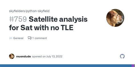 Satellite Analysis For Sat With No Tle · Skyfielders Python Skyfield · Discussion 759 · Github