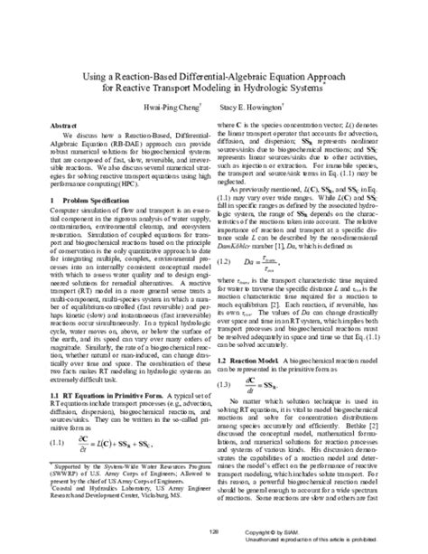 Pdf Using A Reaction Based Differential Algebraic Equation Approach