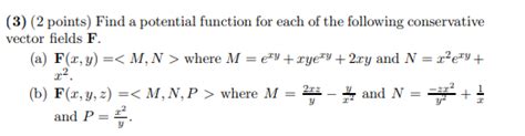 solved 3 2 ﻿points ﻿find a potential function for each