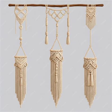 Premium Vector Macrame Vector Set White Background Isolated A High