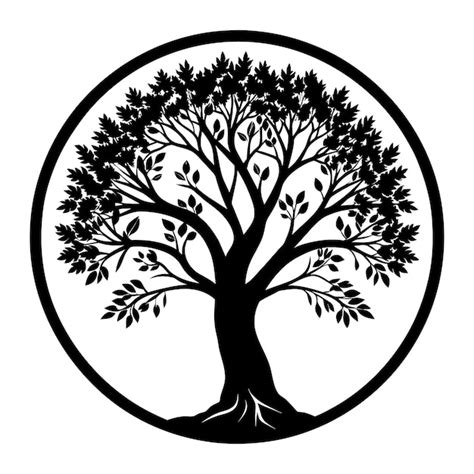 Premium Vector A Black Silhouette Of A Circle Tree