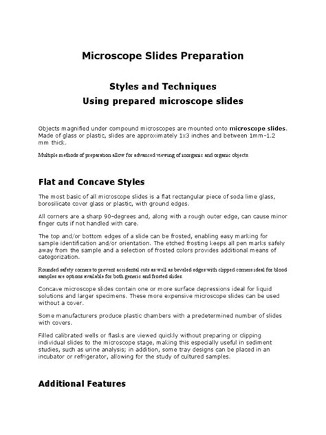 Microscope Slides Preparation Pdf Staining Laboratory Techniques