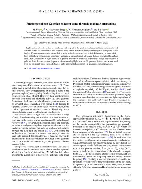 Pdf Emergence Of Non Gaussian Coherent States Through Nonlinear