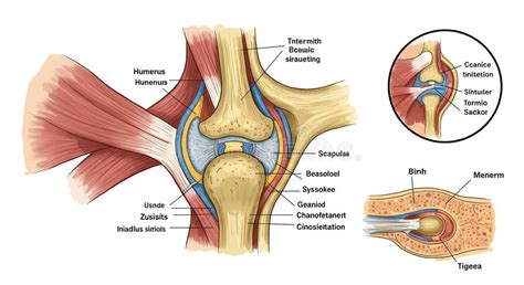 Detailed Anatomical Illustration Of The Human Shoulder Joint Showing Labeled Stock Illustration