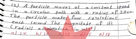 Solved 12 A Particle Moves At A Constant Speed In A Circular Path