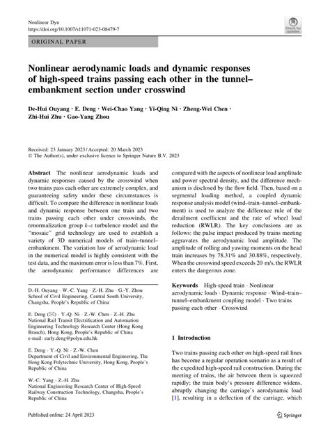 Pdf Nonlinear Aerodynamic Loads And Dynamic Responses Of High Speed