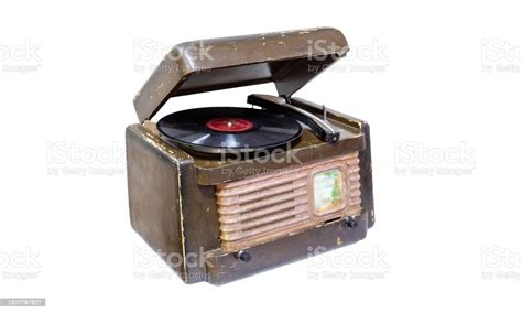 Old Soviet Vintage Antique Retro Radio With Vinyl Disc Player Stock