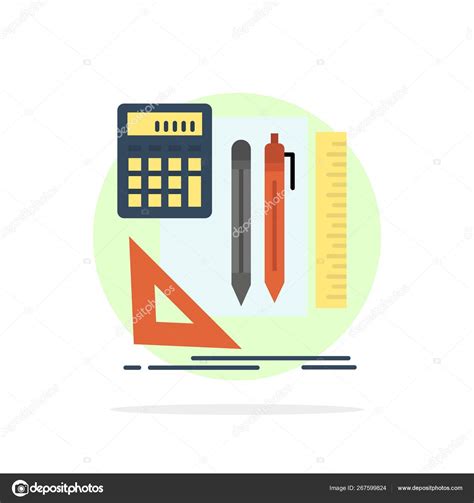 Stationary Book Calculator Pen Abstract Circle Background Fla Stock Vector By ©flatart 267599824