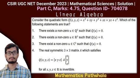 Csir Ugc Net December 2023 Mathematical Sciences Linear Algebra