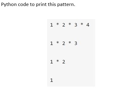 Solved Python Code To Print This Pattern Chegg
