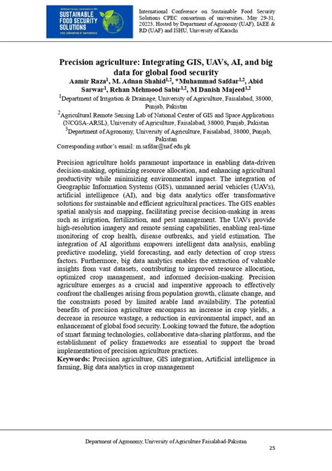 Pdf Precision Agriculture Integrating Gis Uavs Ai And Big Data For Global Food Security