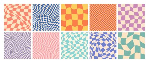 Groovy Checkered Pattern Colorful Distorted Tiled Vector Image