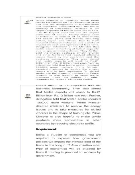 Solved Pion Types Of Economies Of Scale Prime Minister Of