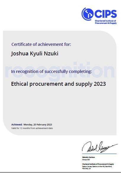 Joshua Nzuki Mcips On Linkedin Cips Ethical Procurement And Supply 2023