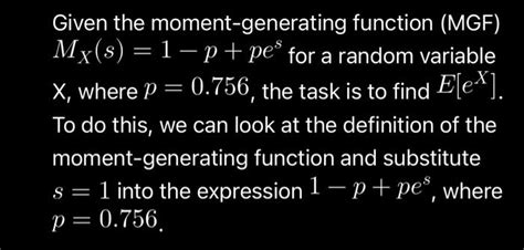 Solved Given The Moment Generating Function Mgf