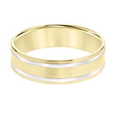 Mens 8mm Two Tone Flat Edge Carved Wedding Band Smyth Jewelers