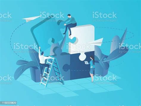 직장에서 비즈니스 팀 평면 3d 스타일의 벡터 일러스트입니다 팀 비유 남자에 대한 스톡 벡터 아트 및 기타 이미지 남자 남자 사업가 도전 Istock