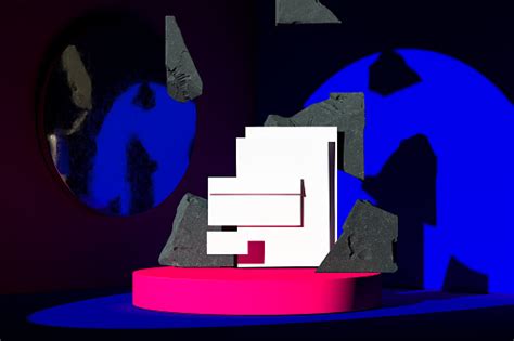 빈 비즈니스 문구 목 업 핑크 쇼케이스에 돌 근처 브랜딩 정체성에 대 한 템플릿 3d 렌더링 0명에 대한 스톡 사진 및 기타 이미지 Istock