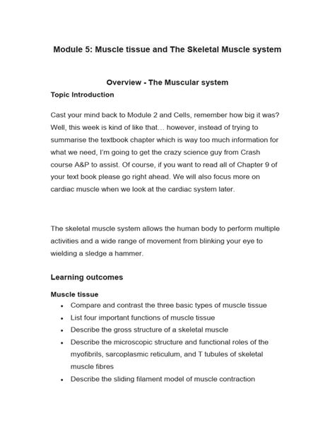 Module 5 Muscle Tissue And The Skeletal Muscle System Pdf