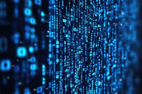 Blue Digital Binary Code Streaming On A Computer Screen Creating A Futuristic And Hightech
