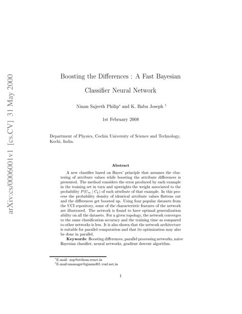 Pdf Boosting The Differences A Fast Bayesian Classifier Neural Network