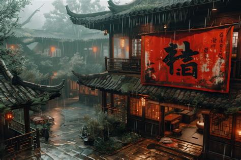 Ancient Traditional Chinese Courtyard House Wide View Architecture