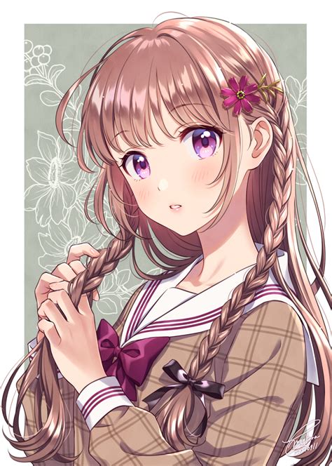 麻花辫女孩 绘师：森倉円（p Id177784） 堆糖，美图壁纸兴趣社区