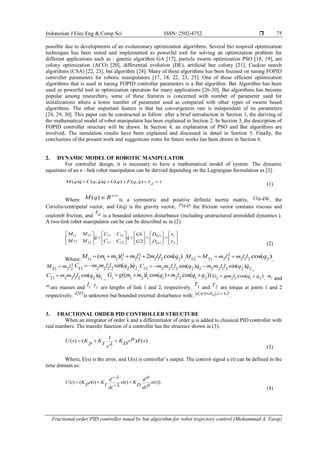 Fractional Order PID Controller Tuned By Bat Algorithm For Robot