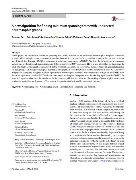 Pdf A New Algorithm For Finding Minimum Spanning Trees With