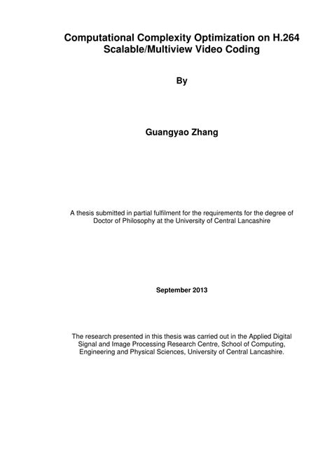 Pdf Computational Complexity Optimization On H264 Scalablemultiview Video Coding