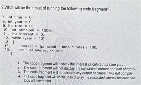 Solved What Will Be The Result Of Running The Following Code Chegg