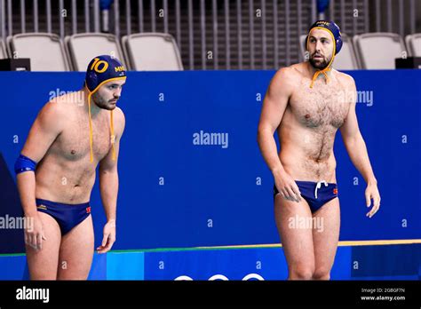 Tokyo Japan August 4 Vladan Spaic Of Montenegro Uros Cuckovic Of Montenegro Aleksandar