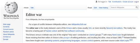 Vim Vs Emacs Even On Wikipedia Rlinuxmemes
