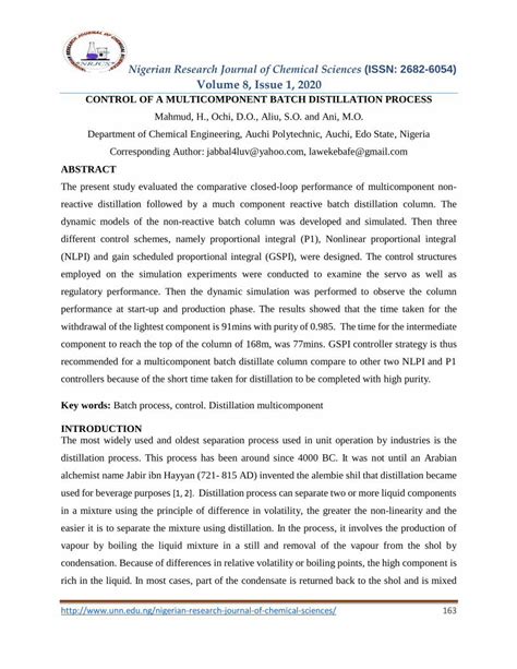Pdf Control Of A Multicomponent Batch Distillation Process Dokumen Tips