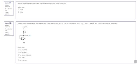 Solved Question 21 We Can Not Implement Nmos And Pmos