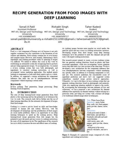 Recipe Generation From Food Images With Deep Learning Pdf