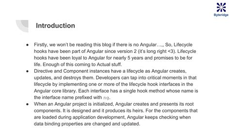 Angular Lifecycle Hooks Byteridgepptx